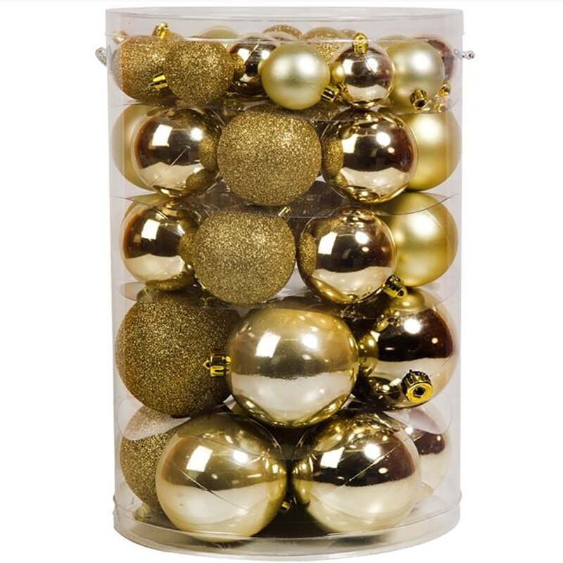 Комплект коледни топки за елха, 54 броя, 4 размера, Гланц, Мат, Блясък ...
