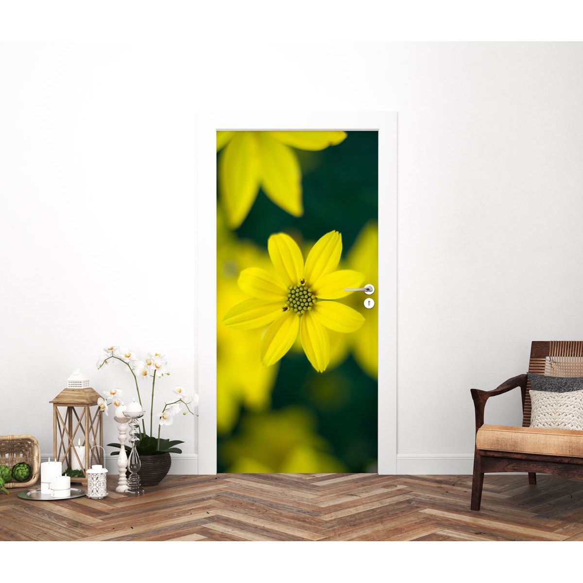 Autocolant pentru usa, Floare 4, multicolor, 90 x 220 - eMAG.ro