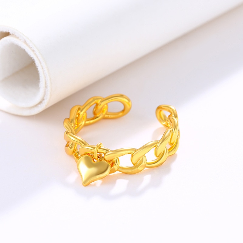 Inel dama, Aliaj, Model inima, Reglabil, Auriu - eMAG.ro