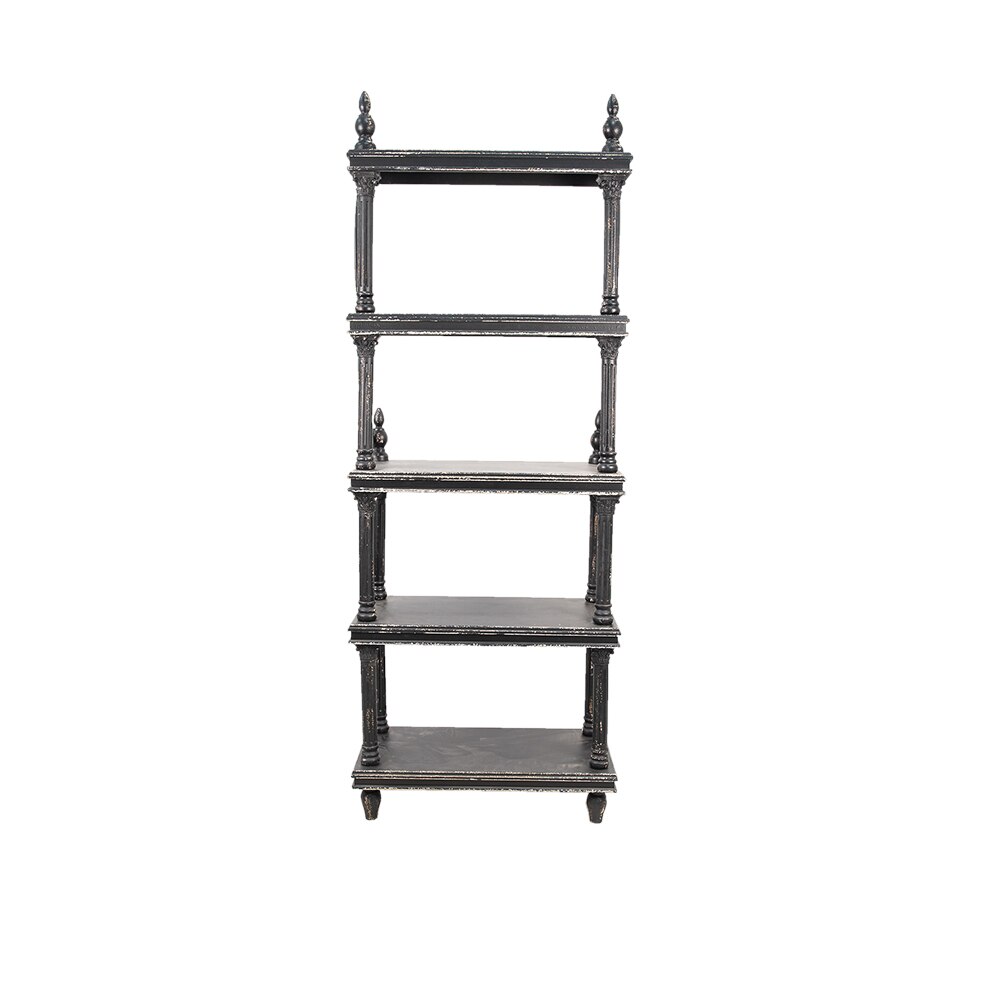 Raft 5 polite lemn negru antichizat 80x40x195 cm - eMAG.ro