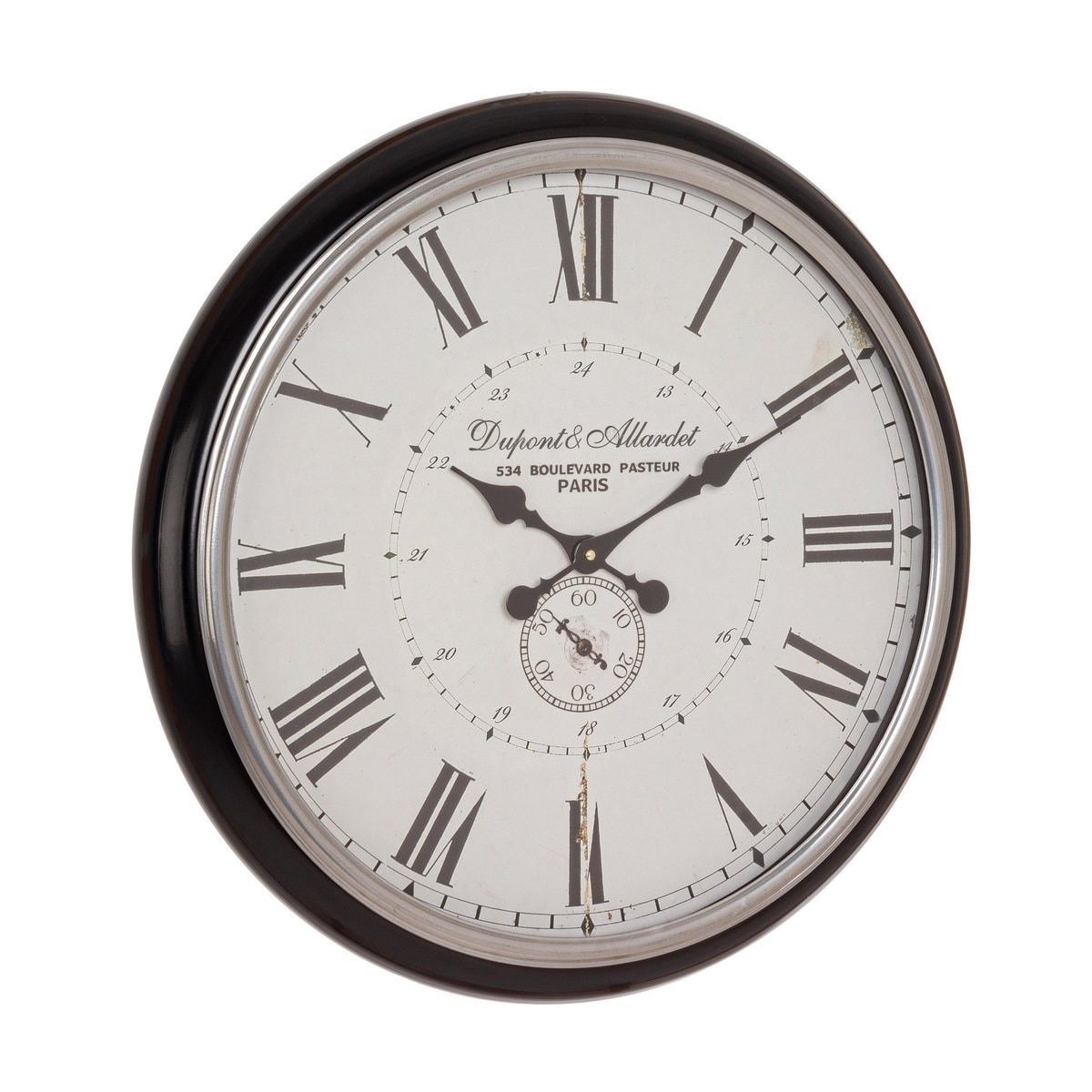 Ceas de perete din metal negru argintiu alb Allardet Ø 62 cm x 8 cm ...