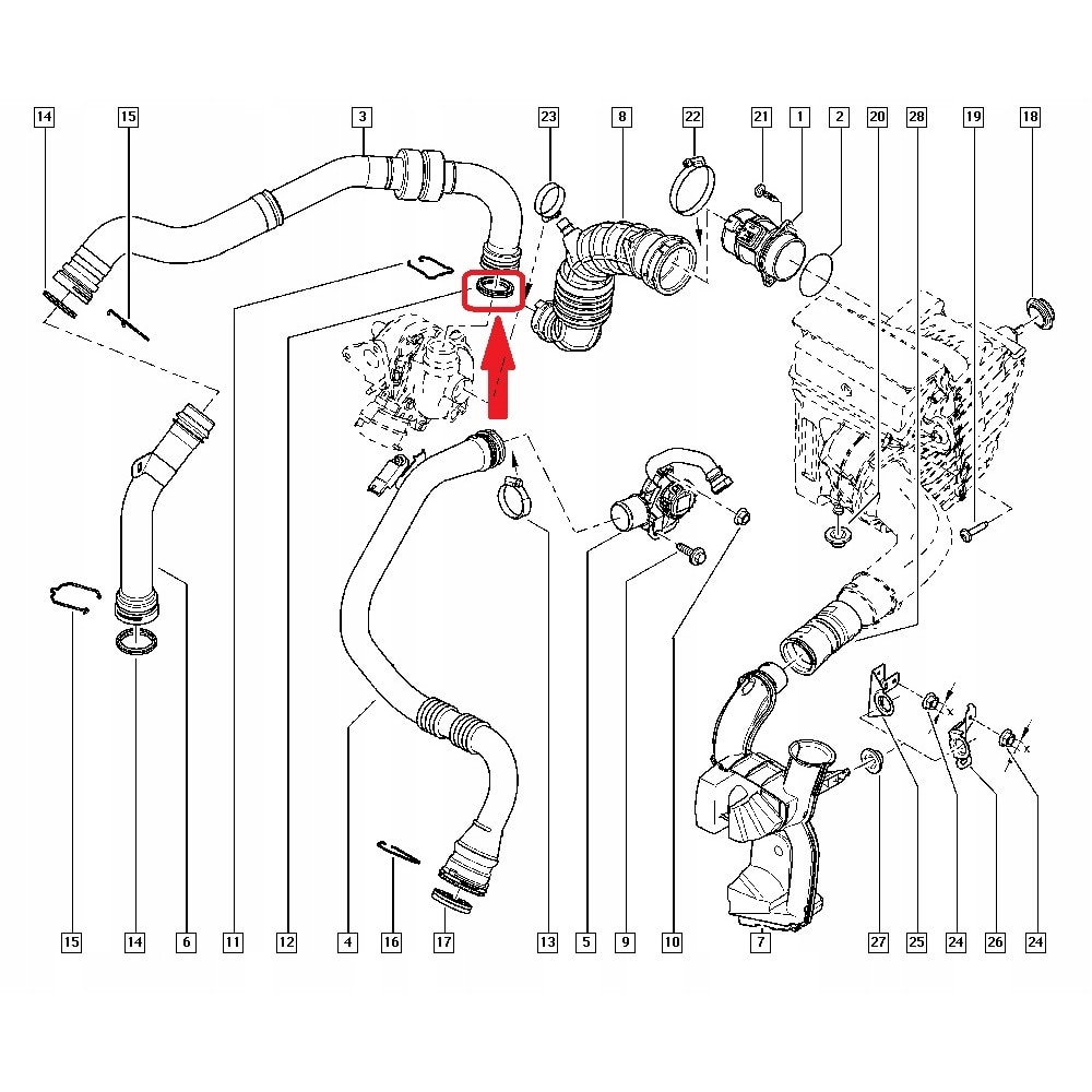 Sigiliu turbo furtun, Turborury, Renault Megane Fluence 1.5 dci ...