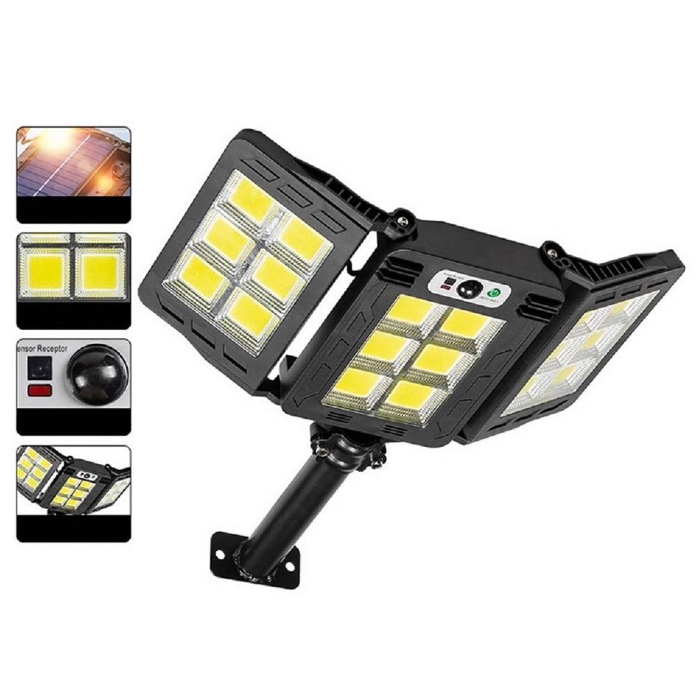 Lampa solara stradala 450 LED SMD, cu senzor de miscare, panou solar ...