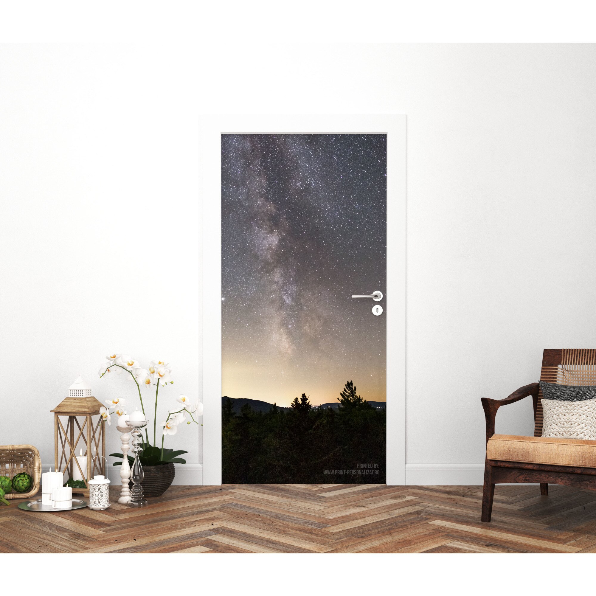 Autocolant pentru usa, Cer instelat noaptea 5, multicolor, 90 x 220 ...