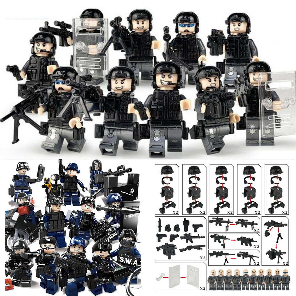 Set 12 minifigurine SWAT, ABS, 3 ani+, Multicolor - eMAG.ro