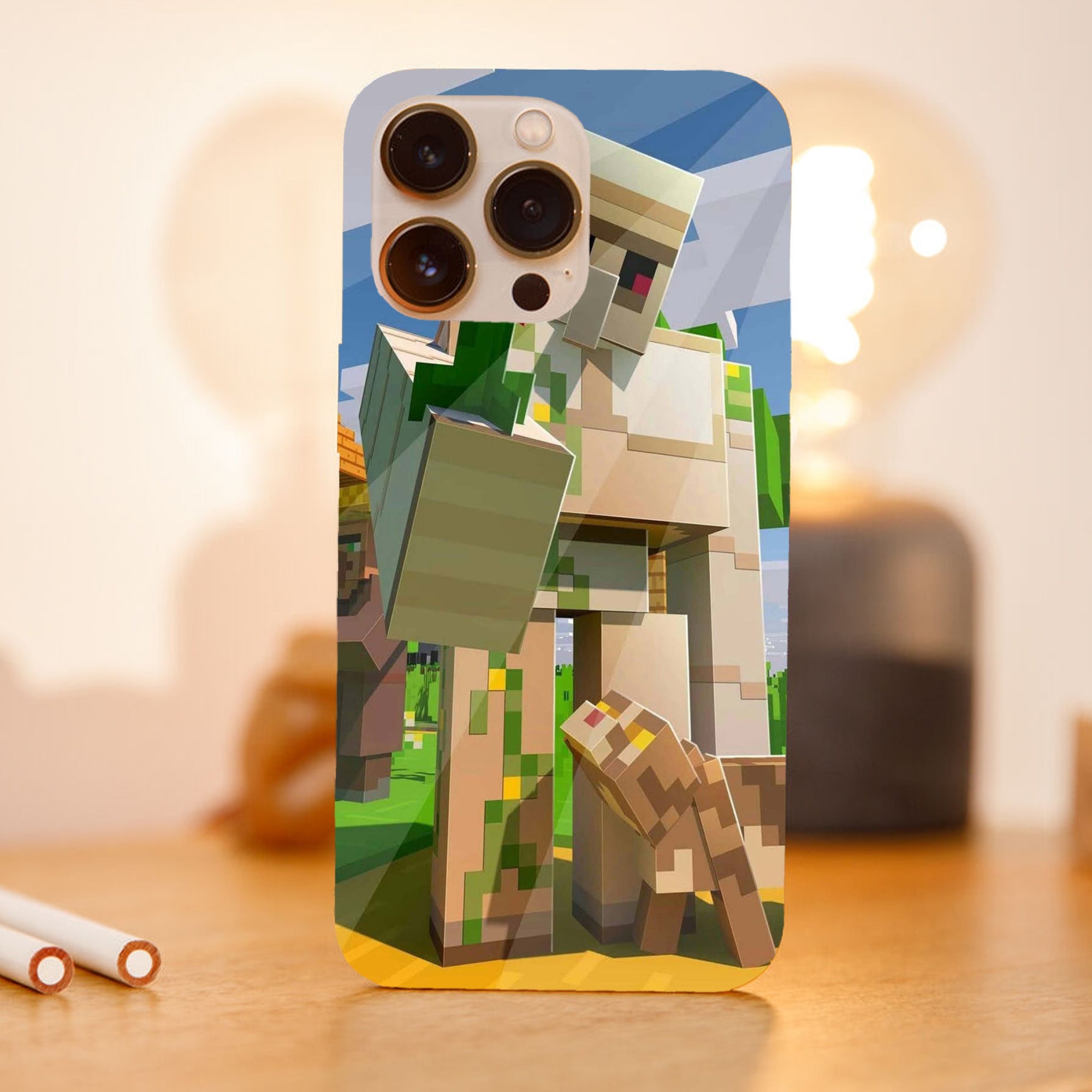 Husa compatibila cu Apple iPhone 13 Pro model Golem Minecraft, Silicon ...