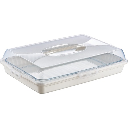 Cutie depozitare tort/prajituri, Dunya, Plastic, 45 x 31 x 10 cm, Alb ...