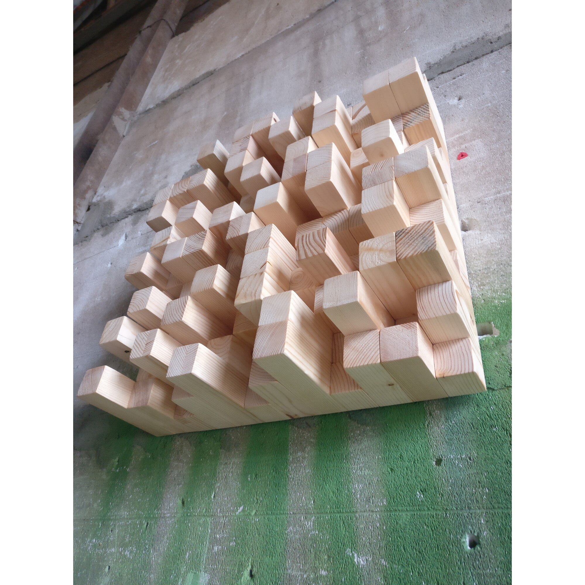 Panou acustic, skyline diffuser, tablou 3D din lemn masiv Manhattan ...
