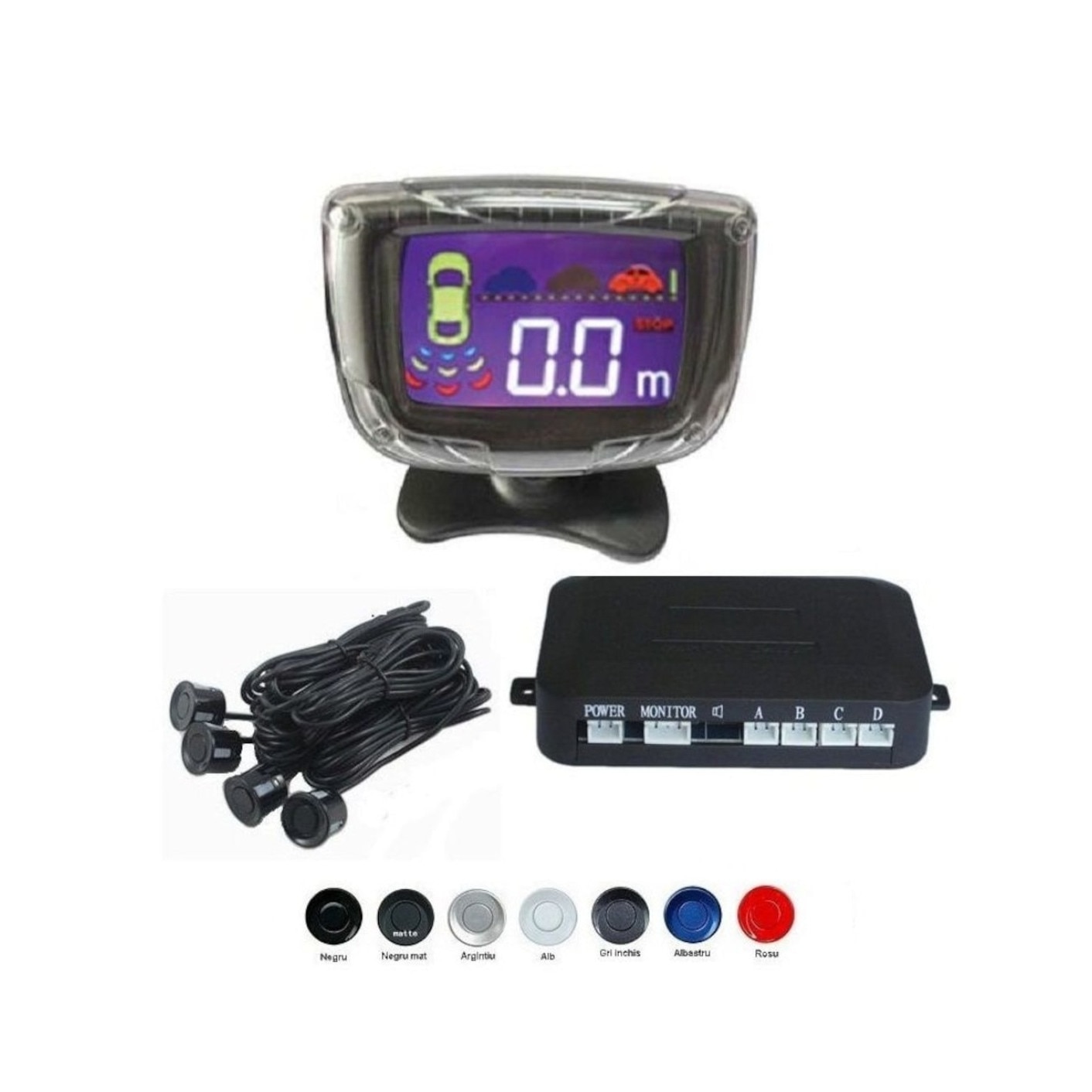 Kit 4 Senzori Parcare Auto Cu Display Radar Monitor LCD, Tnagora ...