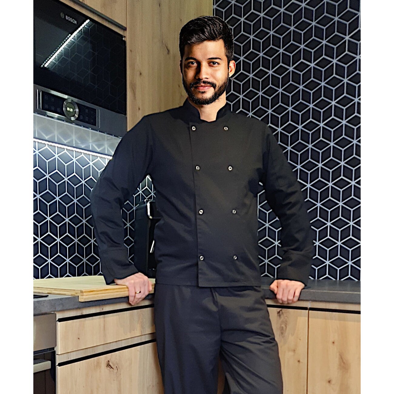 Bluza bucatar, M&C, Poliester/Bumbac, Negru, 2XL - eMAG.ro