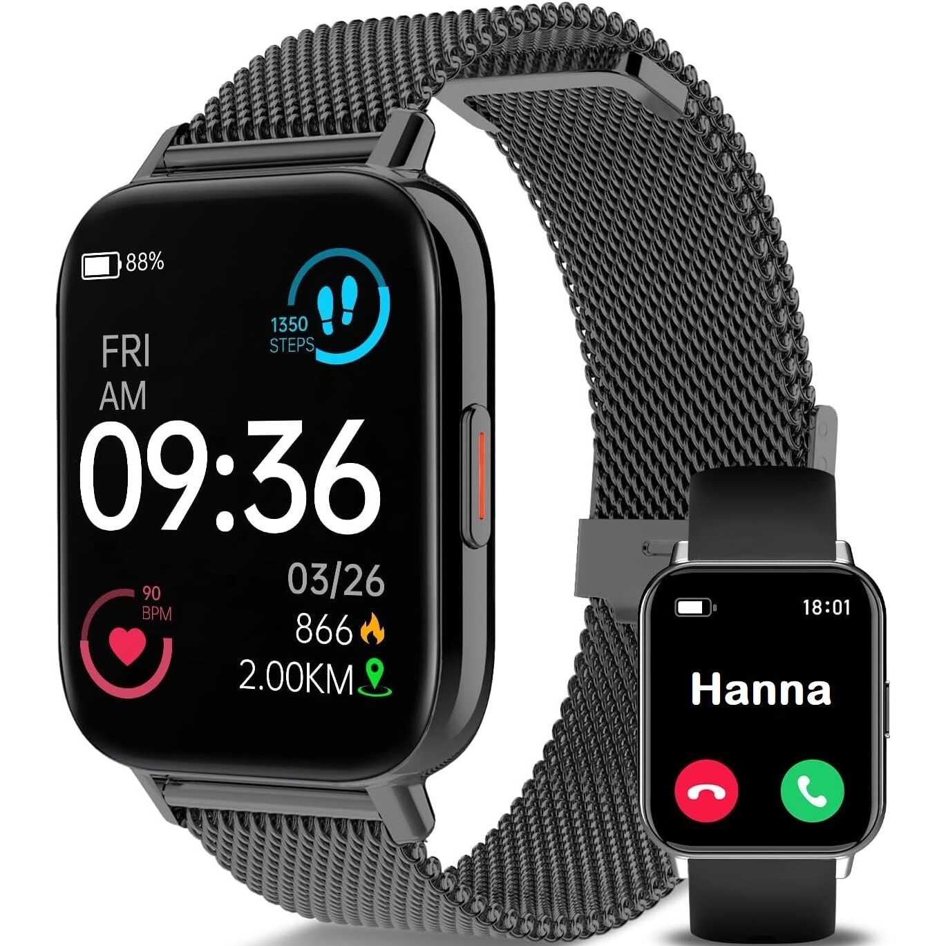 Okos óra ViBE™ WATCH Bluetooth HD hívás, 1.69” Borderless Intens Vision ...
