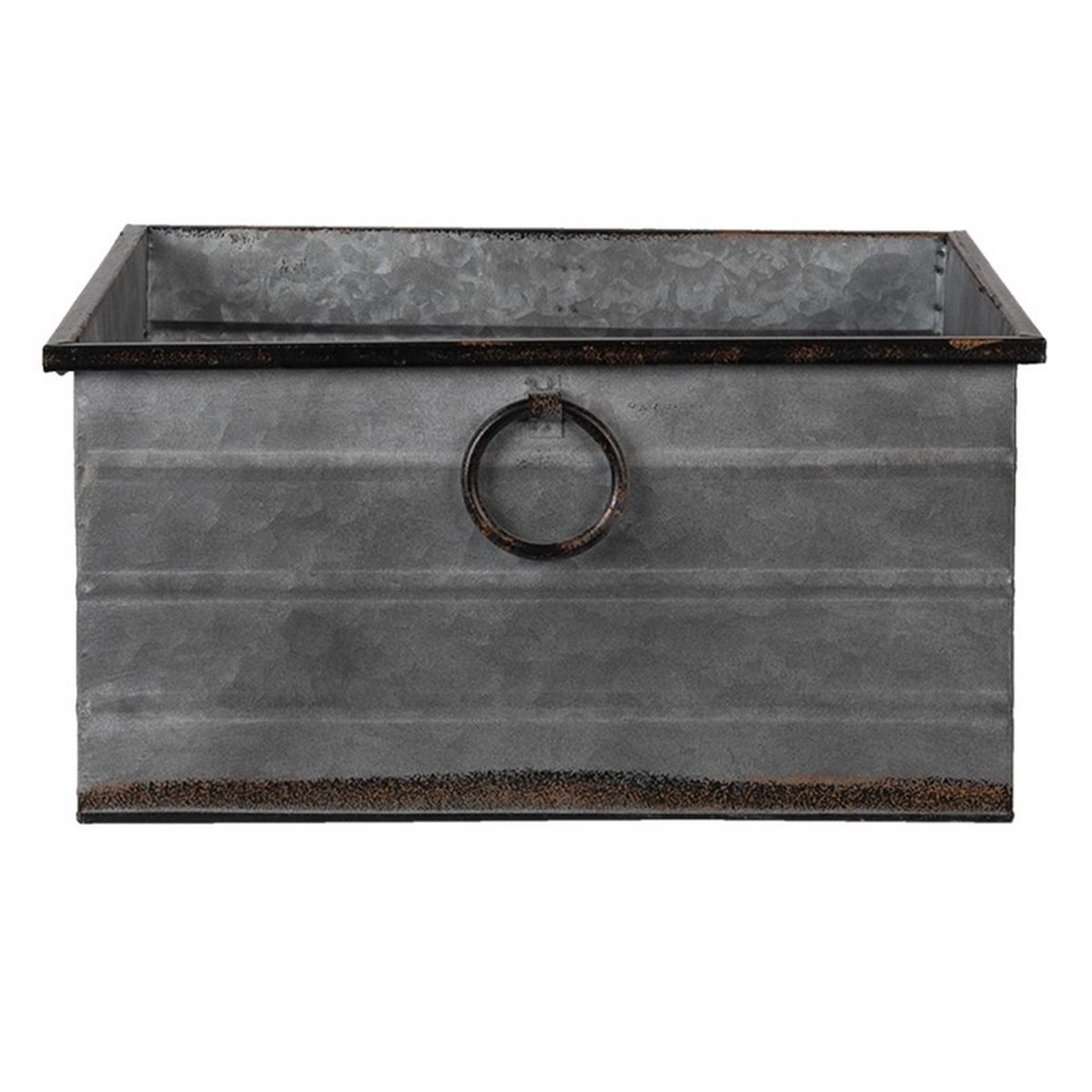 Set 3 ghivece patrate metal gri 47x47x26 cm - eMAG.ro