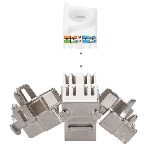 Set 1 Priza dubla de retea RJ45 10G cu 2 mufe CAT 6A, Kwmobile, Alb ...