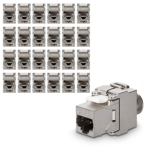 Set 24 Mufe CAT6A de 10 Gbit pentru cabluri Ethernet RJ45, Kwmobile, Argintiu, Metal, 45358.24 ...