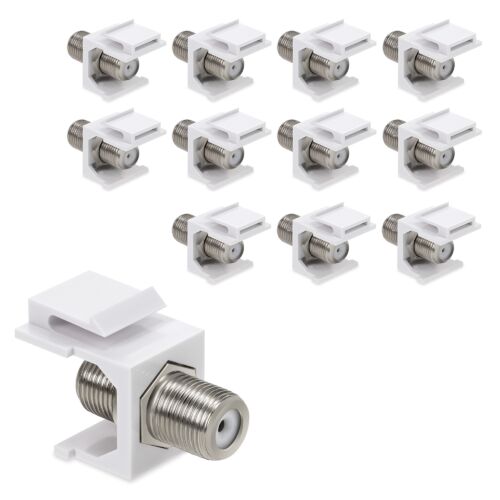 Set 12 Mufe Tip F cu fixare pentru cabluri coaxiale DVB-S/DVB-S2, Kwmobile, Alb/Argintiu, Metal ...