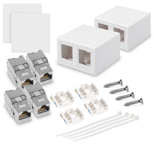 Set 2 Prize ecranate duble de retea RJ45 cu 2 mufe CAT 6A, Kwmobile ...