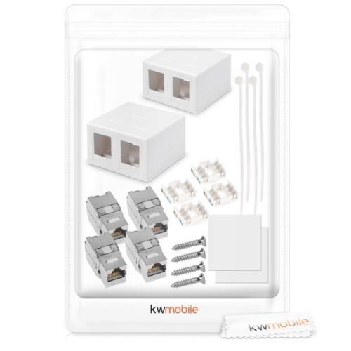 Set 2 Prize ecranate duble de retea RJ45 cu 2 mufe CAT 6A, Kwmobile ...