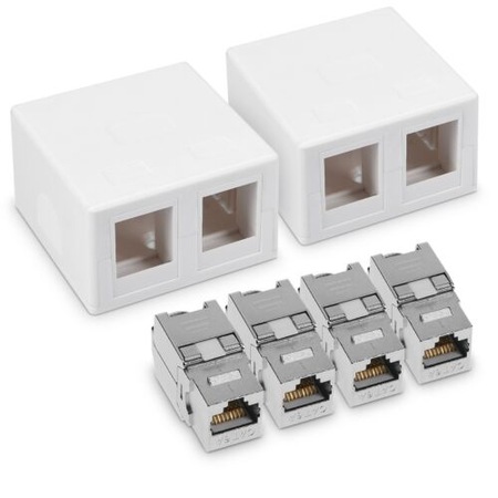 Set 2 Prize ecranate duble de retea RJ45 cu 2 mufe CAT 6A, Kwmobile ...