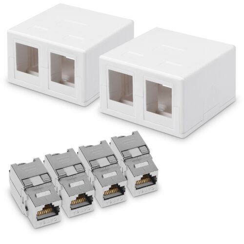 Set 2 Prize ecranate duble de retea RJ45 cu 2 mufe CAT 6A, Kwmobile ...