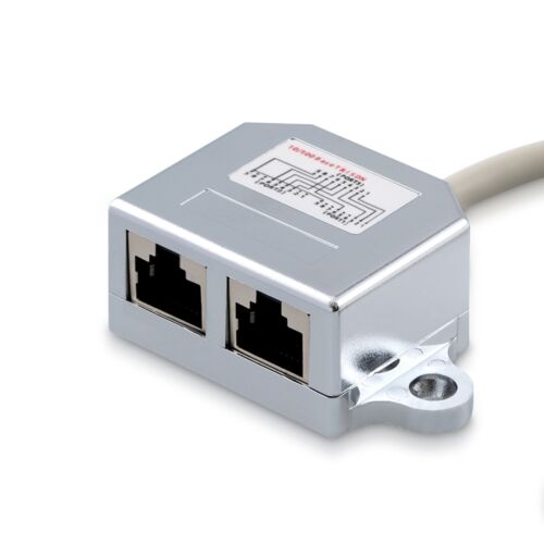 Set 2 Splittere cablu retea T RJ45 la 2 porturi Cat5e RJ45 LAN/ISDN, Kwmobile, Argintiu, Metal ...