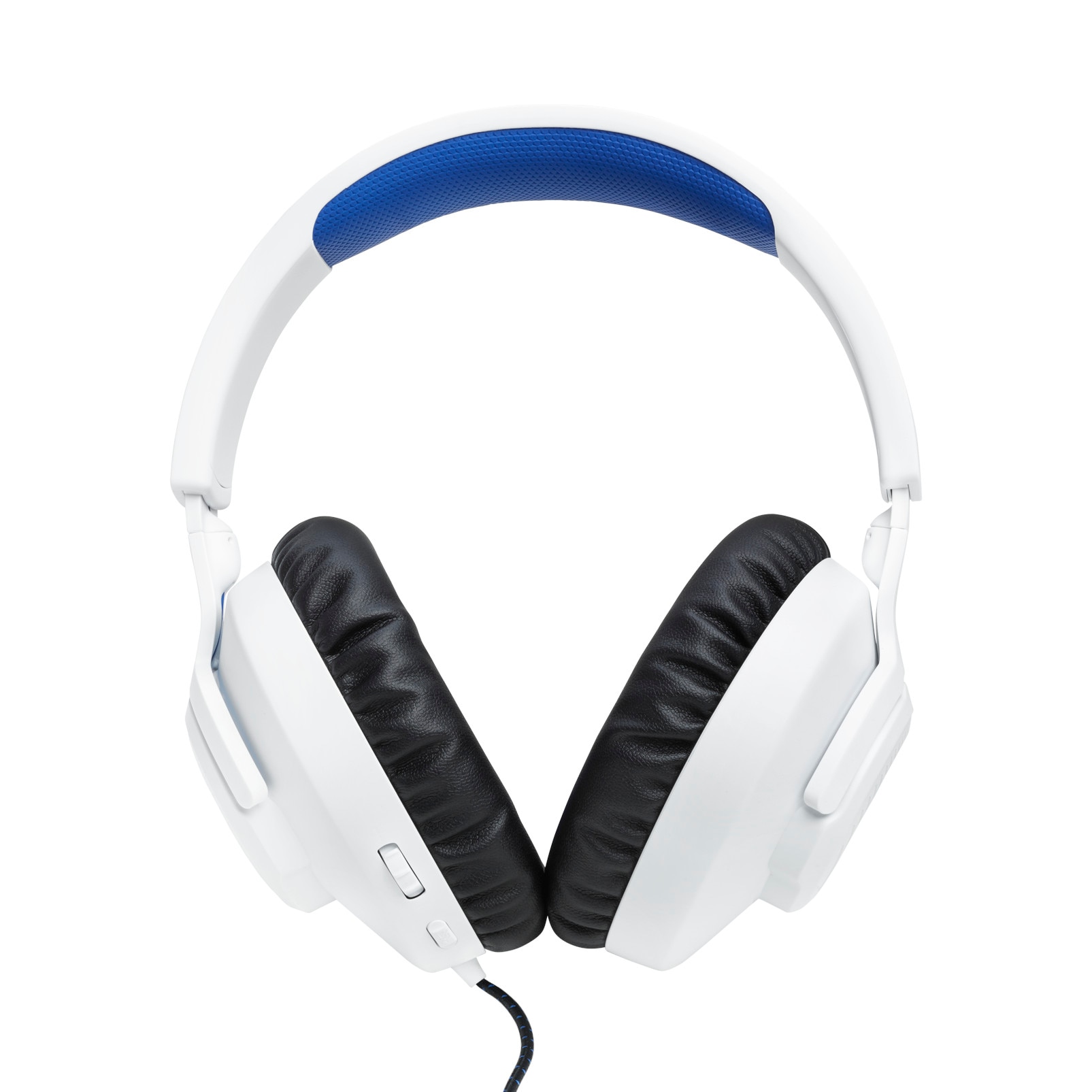 Casti Gaming JBL Quantum 100P, microfon detasabil, alb-albastru - eMAG.ro