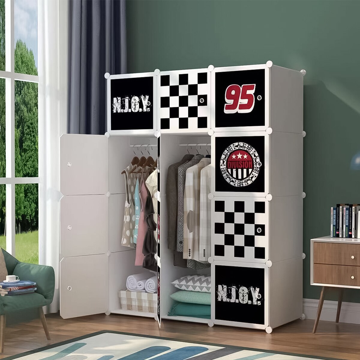 Dulap Modular Copii, 12 Usi, Naimeed D4542, Alb, 148x111x37 cm - eMAG.ro