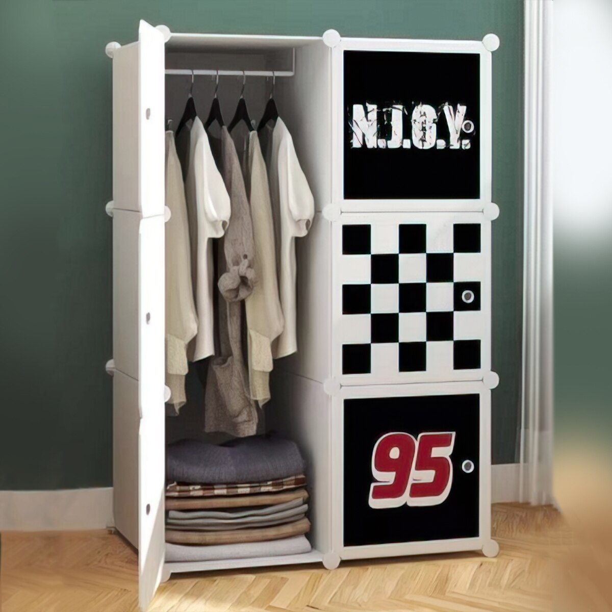 Dulap Modular Copii, 6 Usi, Naimeed D4538, Alb, 111x74x37 cm - eMAG.ro