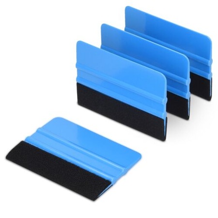 Set 4 Raclete cu pasla moale 4 inch, Kwmobile, Albastru/Negru, Plastic ...