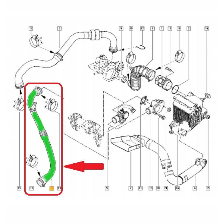 Furtun aer intercooler, Turborury, Renault Megane Scenic 1.5 dci ...