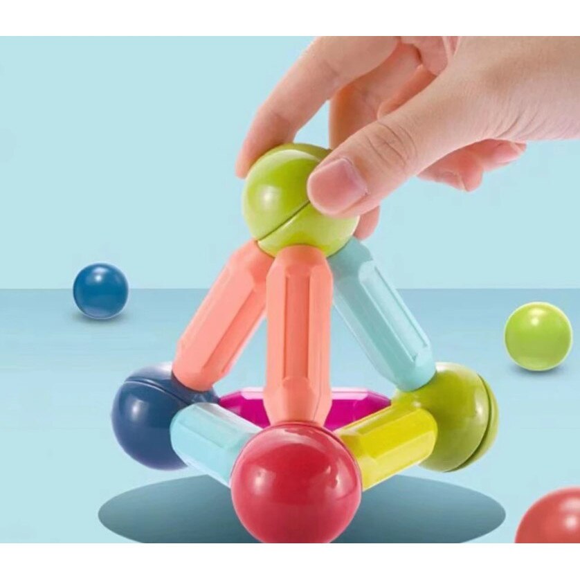 Set Jucarii Magnetice 3D pentru constructie, 64 piese, ABS, Multicolor ...