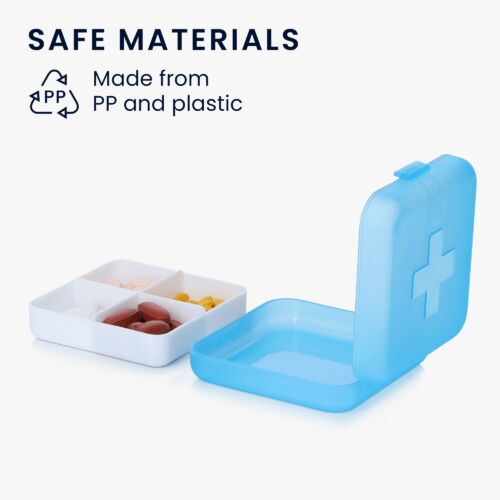 Set 2 Cutii pentru pastile cu 4 compartimente, Kwmobile, Roz/Albastru ...