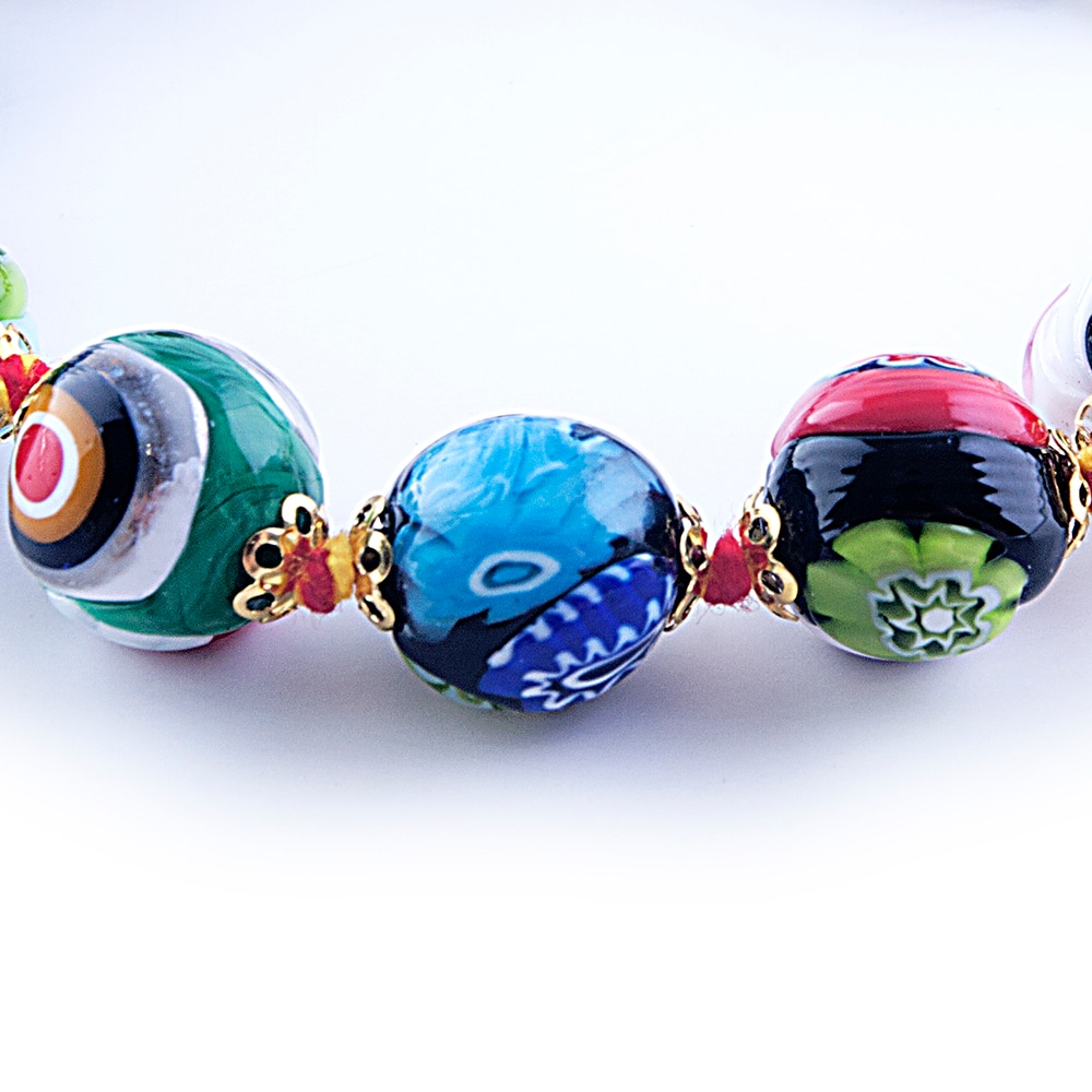 Bratara MOSAICO transparenta cu murine multicolore din sticla de Murano ...