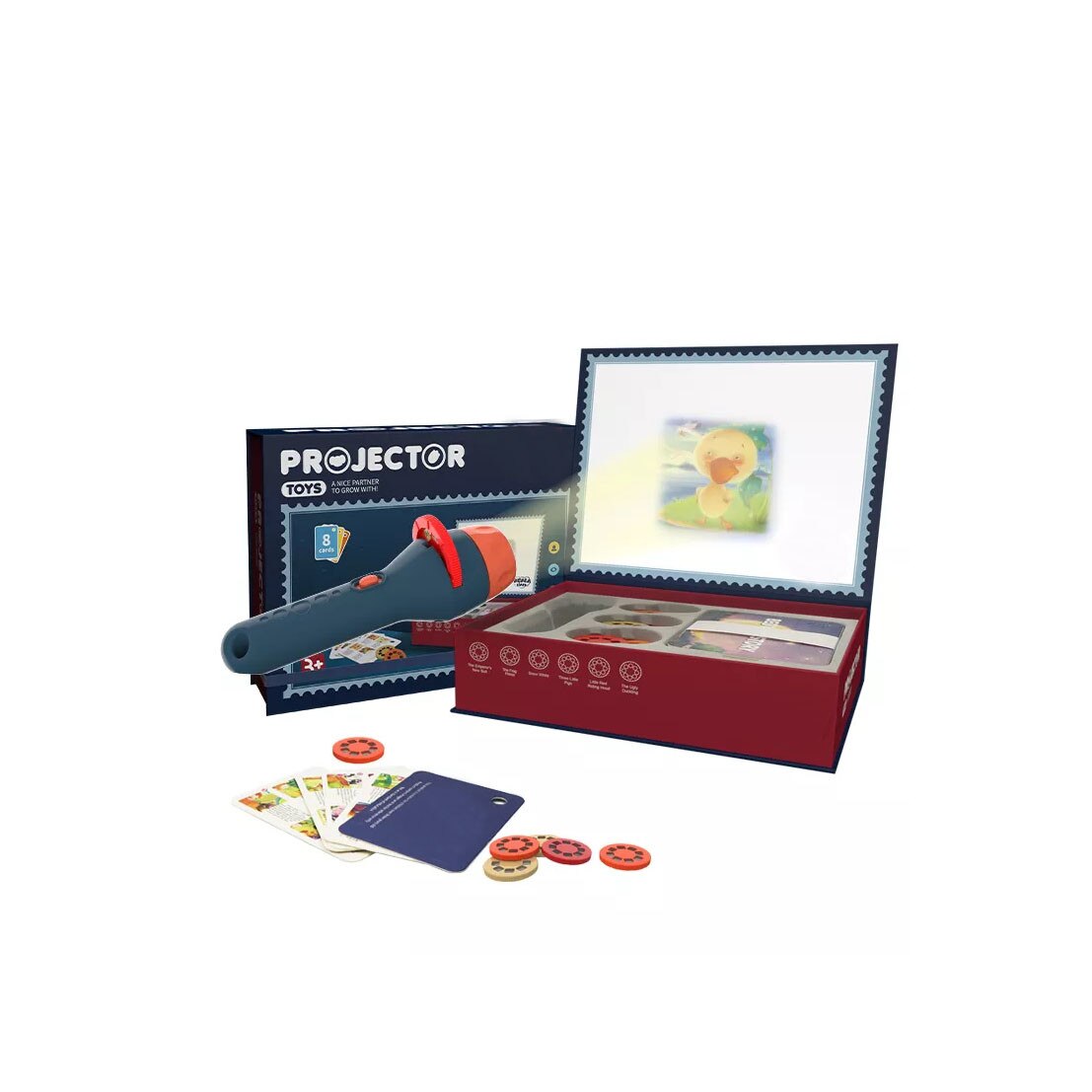 Set Mini proiector BedTimeDiary pentru copii, interactiv si educativ ...