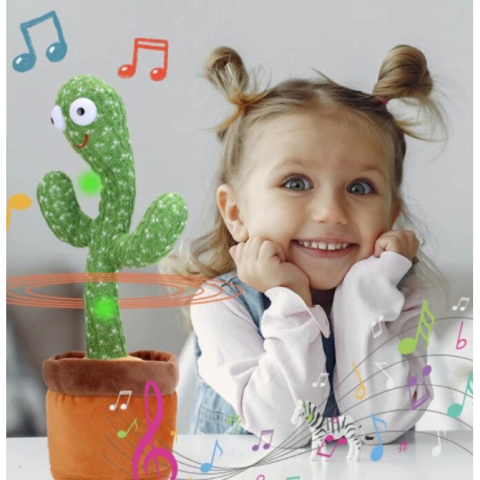 Jucarie interactiva Cactus dansator si vorbitor cu LED-uri Colorate ...