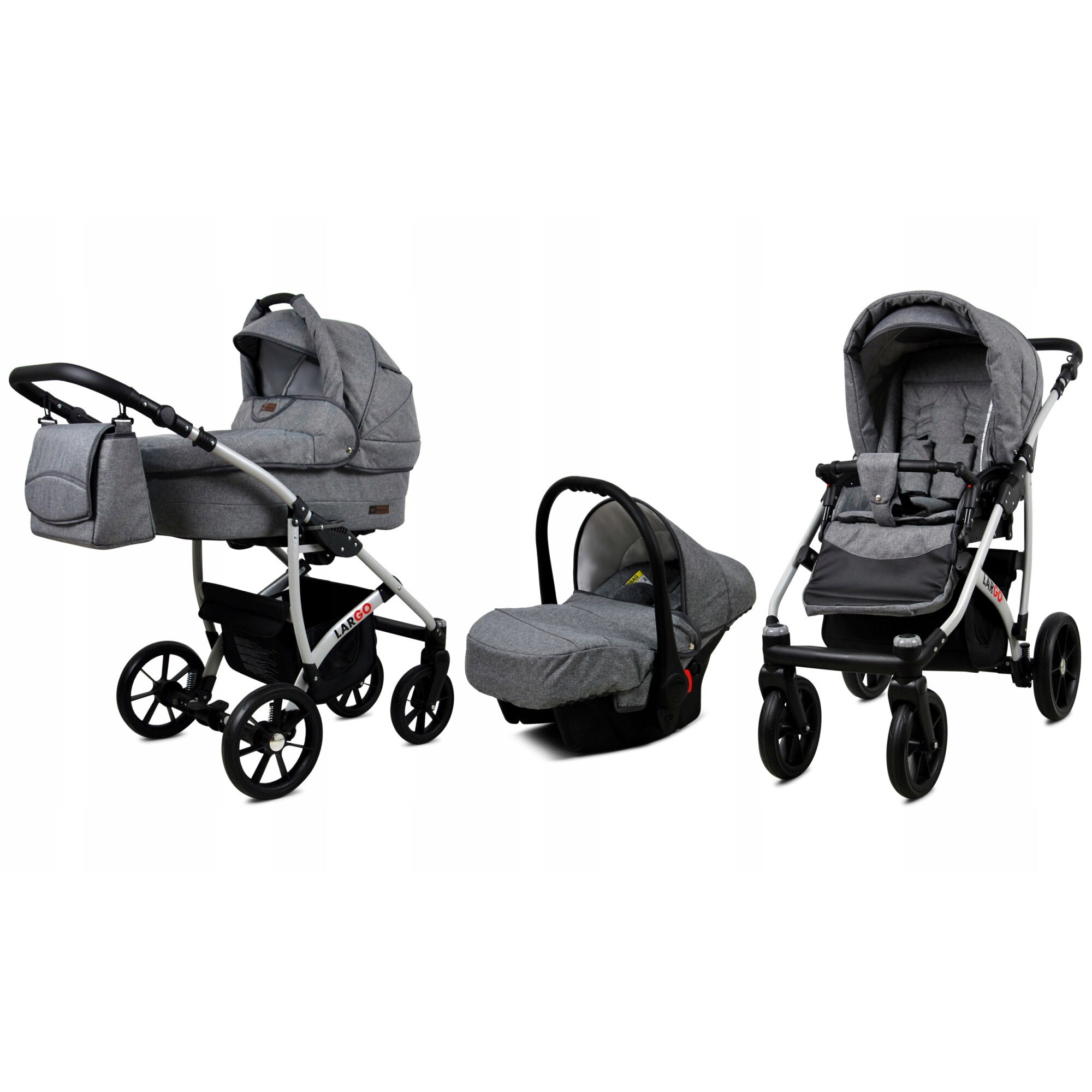 Carucior pentru copii, Baby Lux, 3 in 1, Reversibil, Bumbac/Aluminiu ...