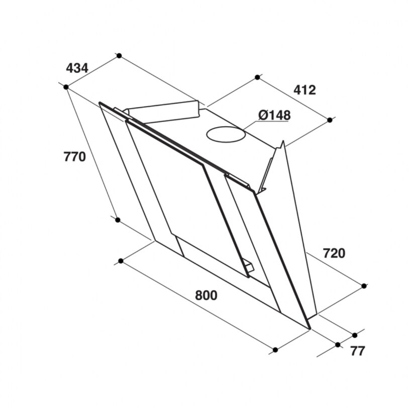 Hota decorativa KitchenAid KEWVP 80010, 80 cm, Putere de absorbtie 801 ...