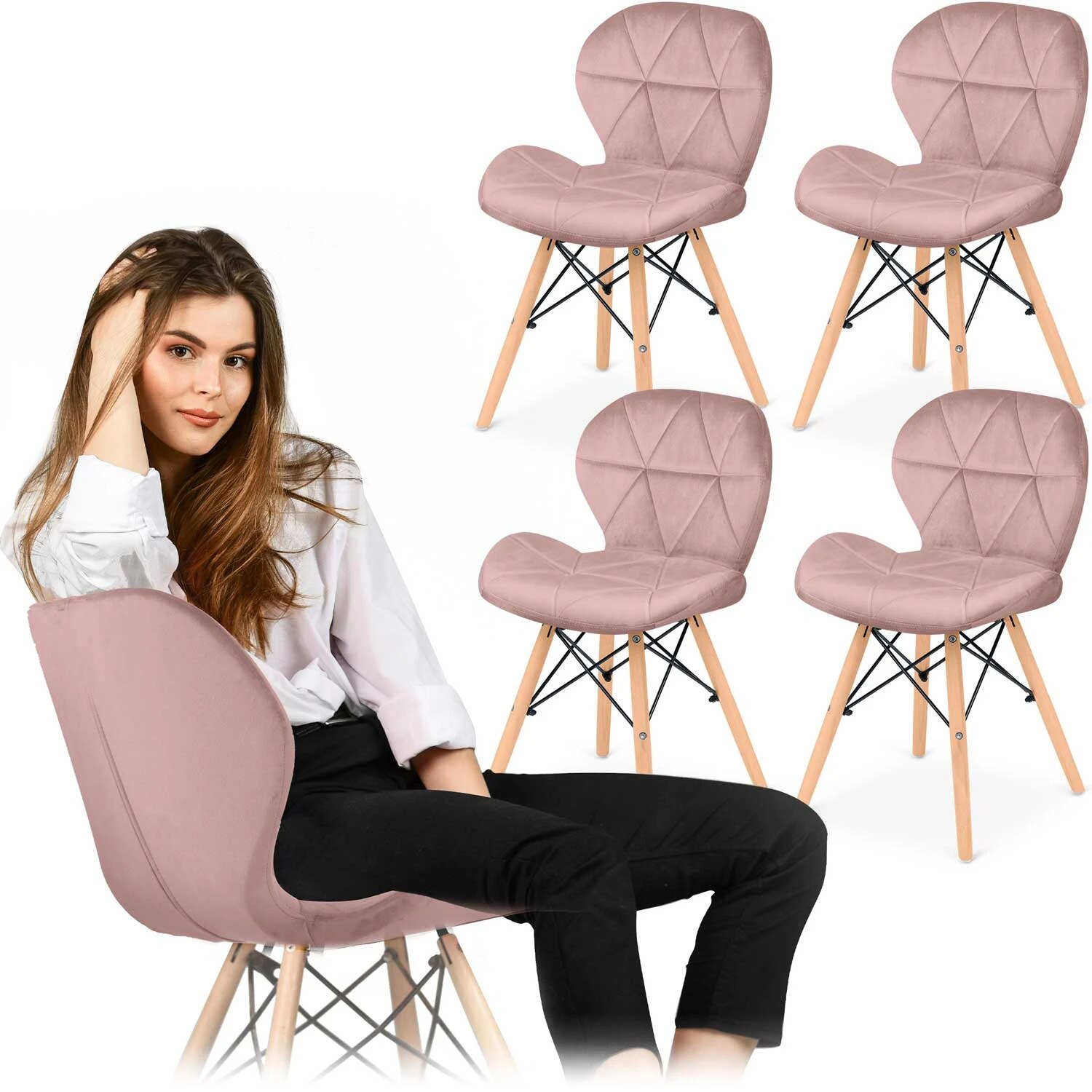 Set 4 scaune roz scandinave Sofotel Sigma - eMAG.ro