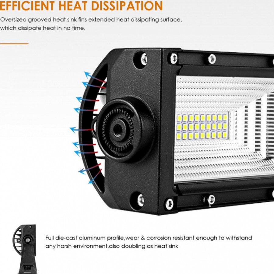 Bara led auto 130 cm curbat 675W leduri pe 3 randuri 12V-24V 49140 ...