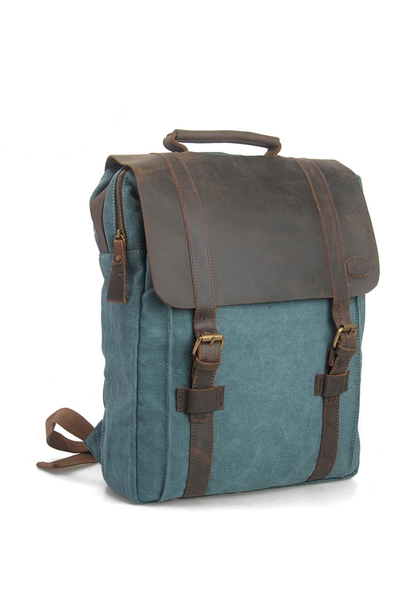 Дамска раница URBAN BAG Lugano, Естествена кожа / Текстил, Син - eMAG.bg