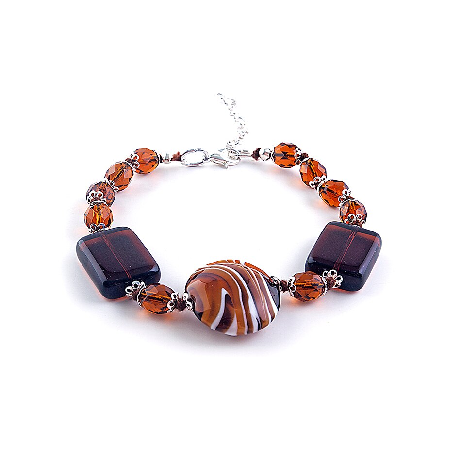 Bratara ZEBRA maro din sticla de Murano, Bijuterii Original Murano ...