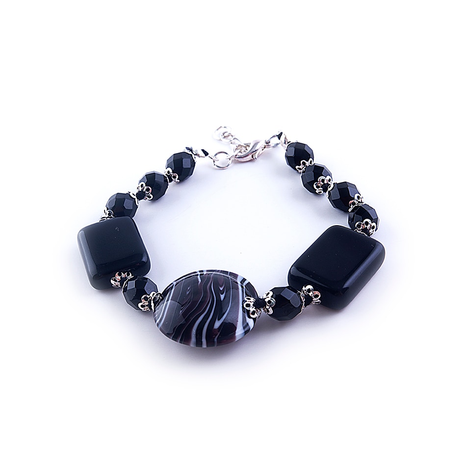 Bratara ZEBRA negru din sticla de Murano, Bijuterii Original Murano ...