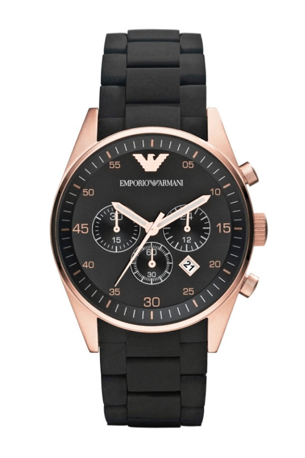 Ceas barbatesc, Emporio Armani, Otel inoxidabil, Negru/roz auriu - eMAG.ro