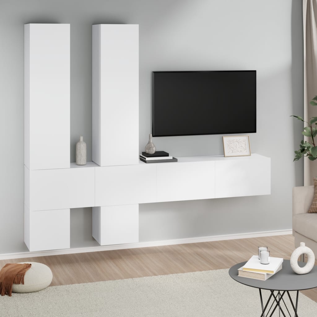 Dulap TV montat pe perete, alb, lemn prelucrat, Furniture,726071 - eMAG.ro