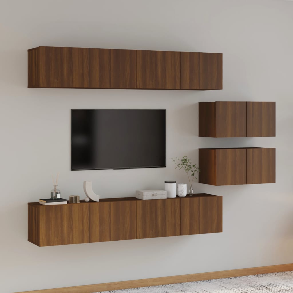Set dulap TV,6 piese, stejar maro, lemn prelucrat, Super,89001 - eMAG.ro