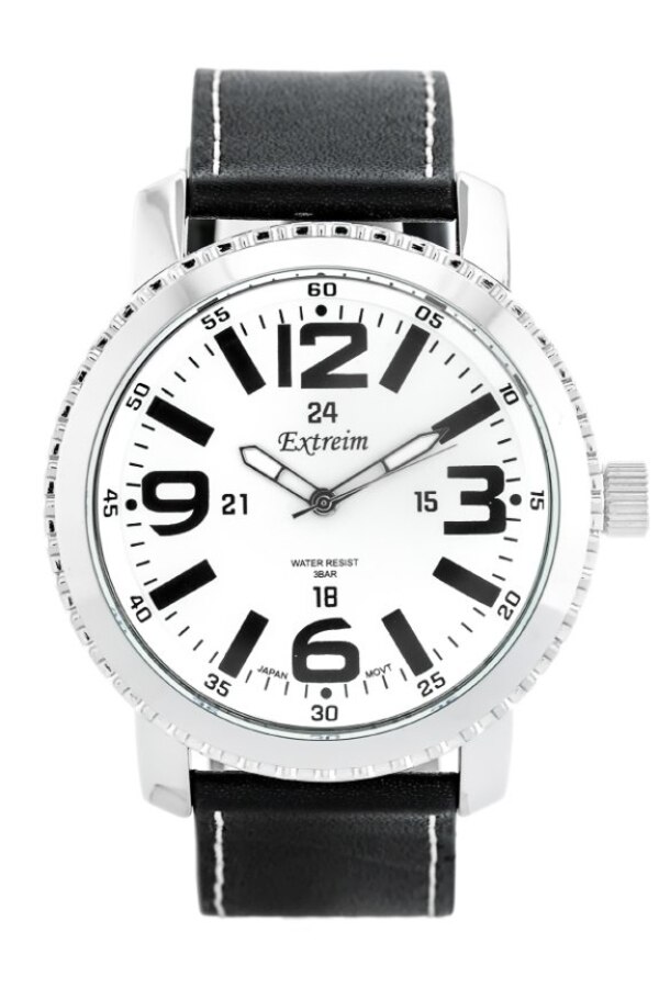 Ceas barbatesc, Extreim, Metal/piele, Negru/Alb - eMAG.ro