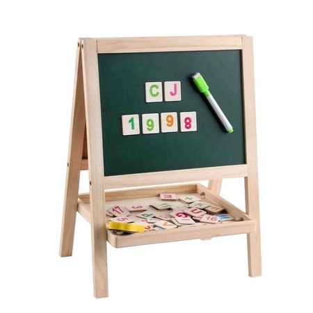 Tabla magnetica de scris, din lemn, cu 2 fete si suport, 40 x 27 cm ...
