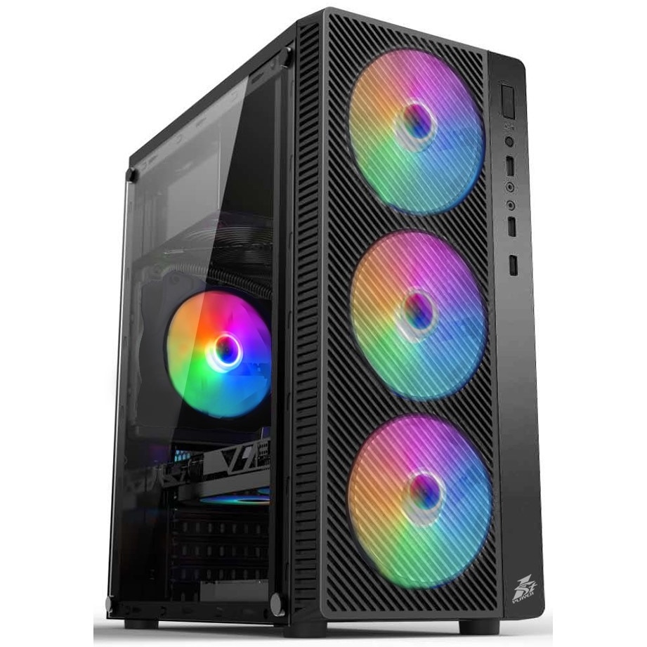 Компютърна кутия 1stPlayer A7 RGB, Черен, Middle Tower, 500 W - eMAG.bg