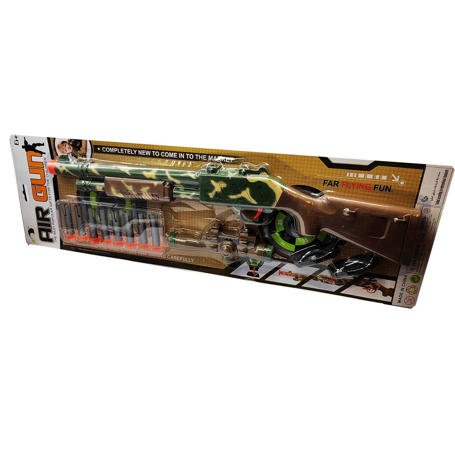 Set Pusca cu Luneta si Compresie, 14 piese, 50 cm, cu gloante cu ...