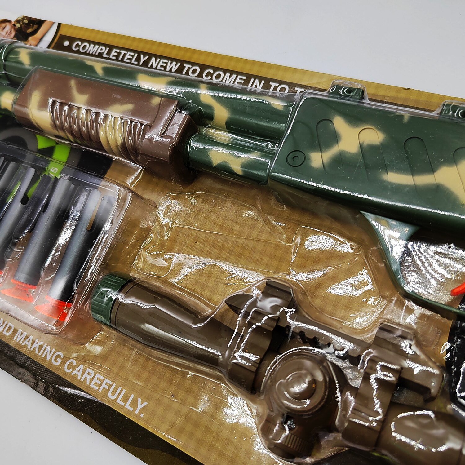 Set Pusca cu Luneta si Compresie, 14 piese, 50 cm, cu gloante cu ...