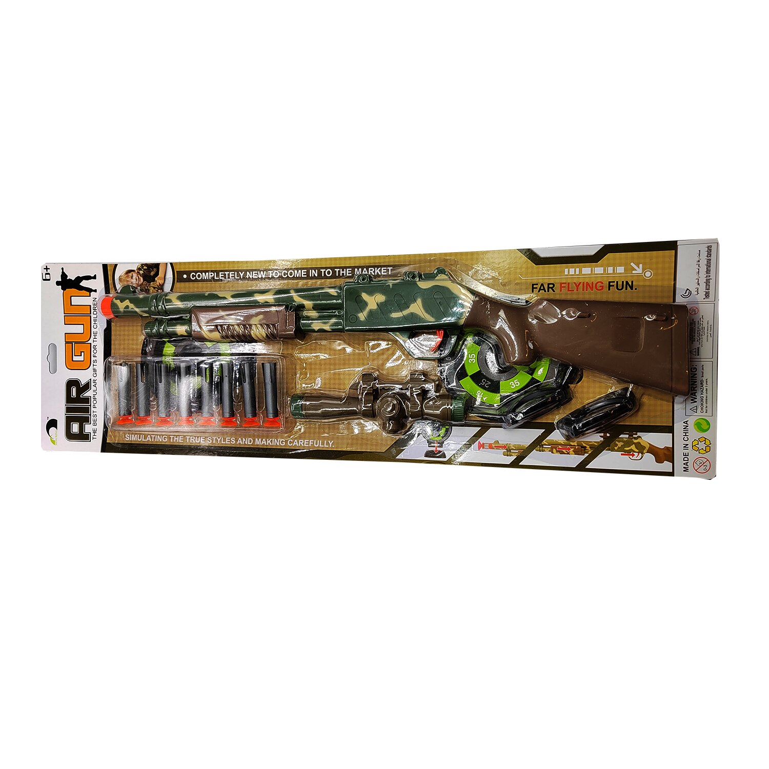 Set Pusca cu Luneta si Compresie, 14 piese, 50 cm, cu gloante cu ...